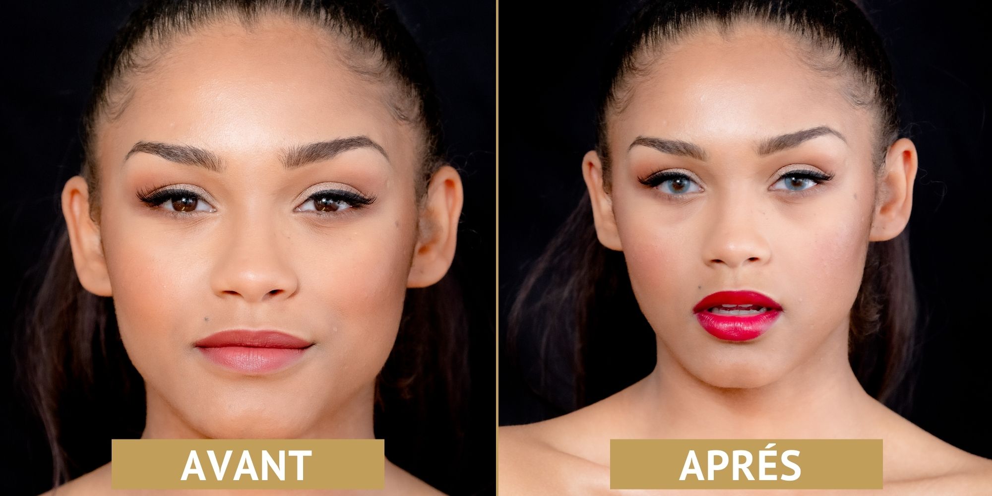 Avant/Après : Lentilles Bleues sur des Yeux Marron - Obsession Paris ...